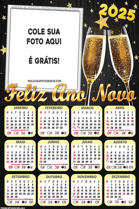 Calendário Feliz Ano Novo 2025 Foto Montagem Foto Molduras