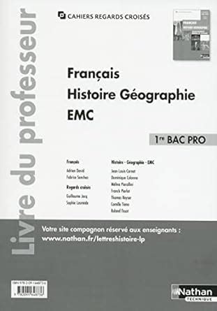Amazon fr Français Histoire géographie EMC 1ère Bac pro Cahiers