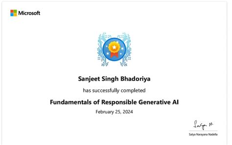 Sanjeet Singh Bhadoriya On Linkedin Today I Earned My Fundamentals Of Responsible Generative