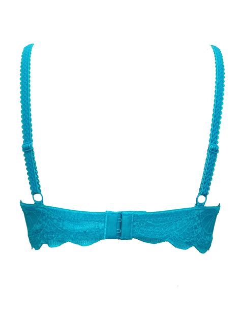 Cybele Cybele Turquoise Lace Overlay Underwired Padded Bra Size