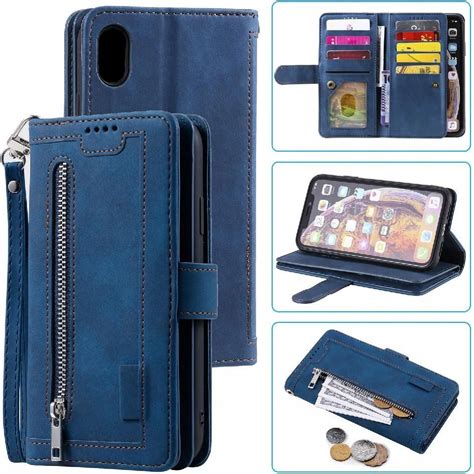 Flip Etui Dla Iphone Xs Max Smycz Kickstand Skóra Pu Portfel 9 Gniazda