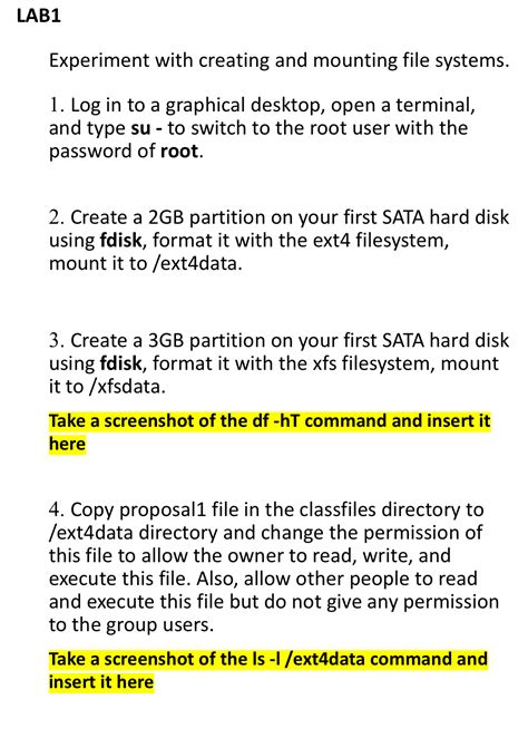 Solved Experiment With Creating And Mounting File Systems