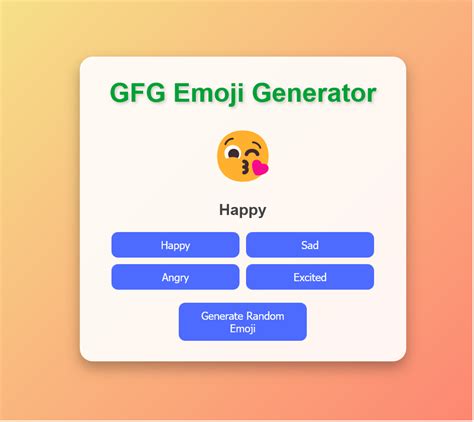 Create A Emoji Generator Using Html Css And Javascript Geeksforgeeks