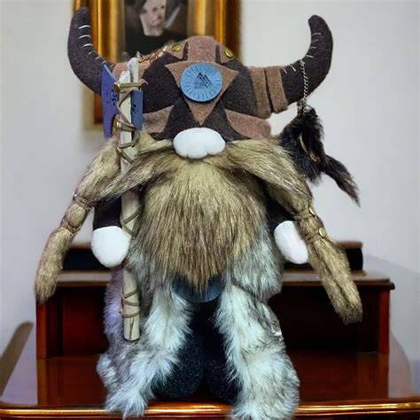 Brown Viking Gnome With Axe Gnome With Beard Warrior Gnome Viking