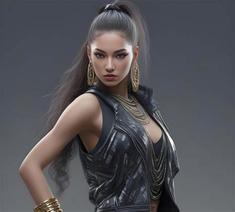 Premium Ai Image Fashion Portrait Of A Beautiful Young Woman In Black