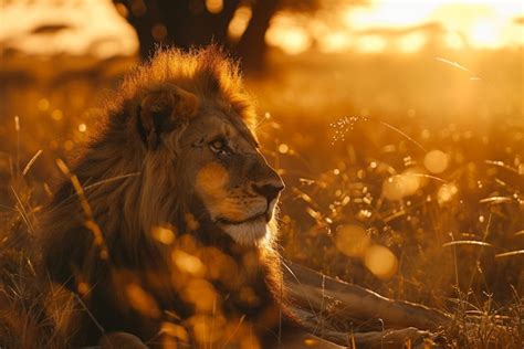 Real Photo Taken By Sony A73 A Majestic Lion Basking In The Golden