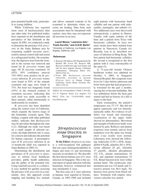 Pdf Streptococcus Iniae Discitis In Singapore