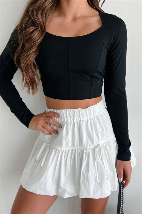 Sculpted Perfection Long Sleeve Crop Top Black · Nanamacs