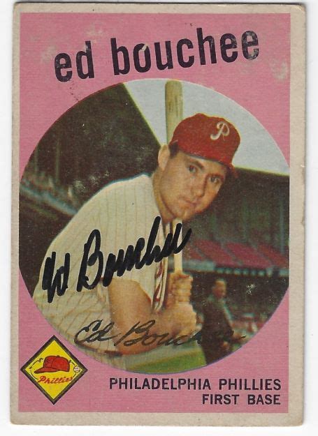 Autographed 1959 Ed Bouchee Philadelphia Phillies Topps Card Main
