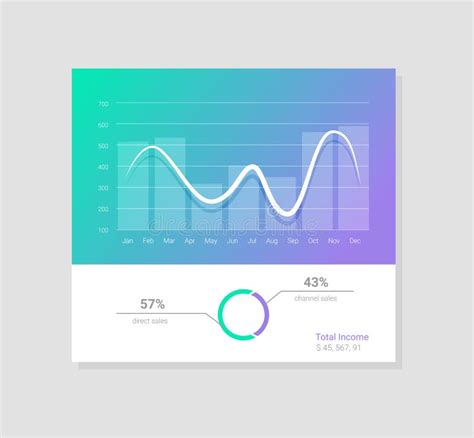 Infographic Dashboard Template Simple Green Blue Design Of Interface
