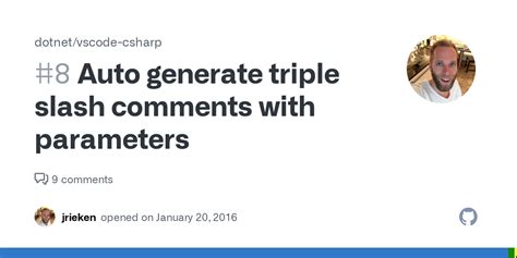 Auto Generate Triple Slash Comments With Parameters · Issue 8 · Dotnet