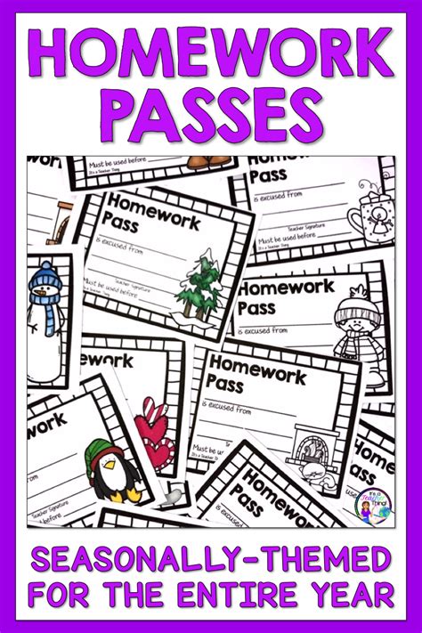 Printable Homework Passes Printable Calendars At A Glance
