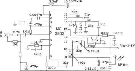 Mc2833构成的无线电发射典型应用电路图 工业测控 电子工程网