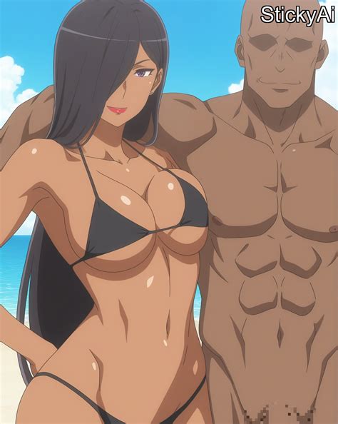Rule 34 Ai Generated Aisha Belka Amazoness Anime Coloring Beach Black Hair Danmachi Dark Skin