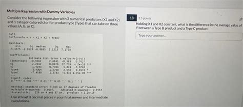 Solved Multiple Regression With Dummy Variables Consider The