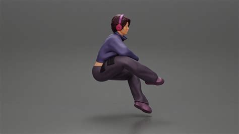 3d File Beautiful Chola Girl Sitting And Listening To Music With