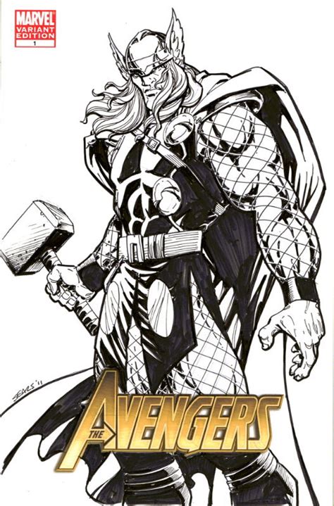 Thor Sketch Cover In Bart Searss Commissions Comic Art Gallery Room