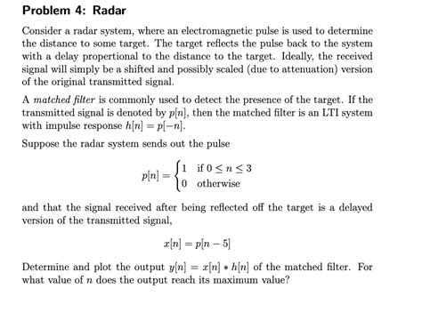 Solved Problem Radar Consider A Radar System Where An Chegg