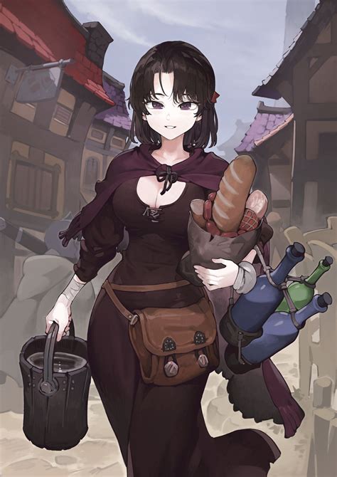 Jun Navigavi Original Commentary Highres 1girl 1other Bag Bandaged Wrist Bandages