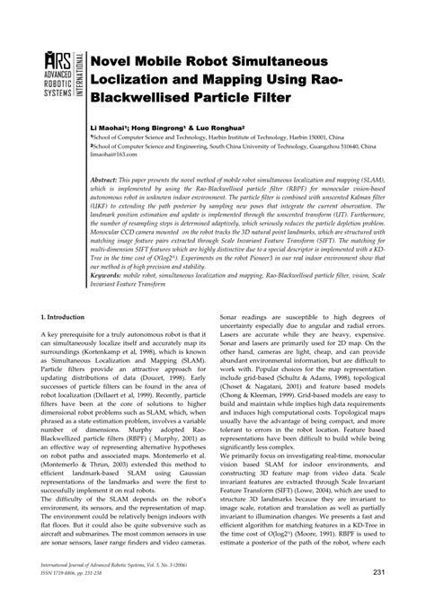 Pdf Novel Mobile Robot Simultaneous Loclization And Mapping Using Rao