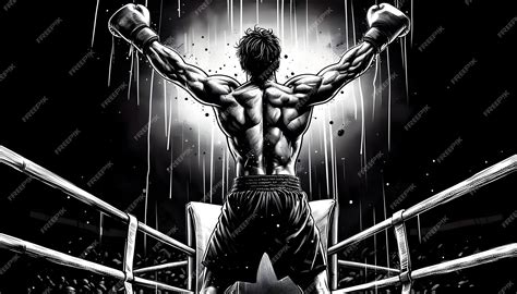 Anime Manga Muscular Boxer Karate Bodybuilder Illustration In Action