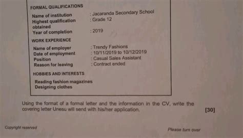 FORMAL QUALIFICATIONS Name Of Institution StudyX