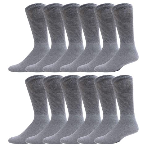 12 Pairs Of Diabetic Neuropathy Cotton Crew Socks Grey Wholesale