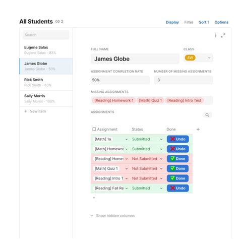 Assignment Tracker And Gradebook Coda Template Etsy