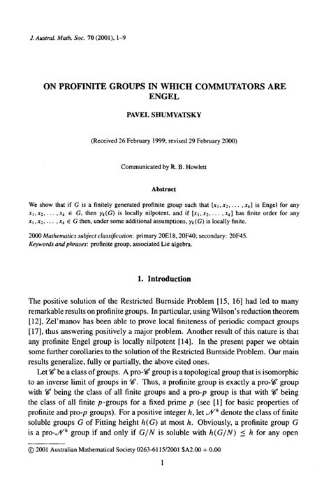 Pdf On Profinite Groups In Which Commutators Are Engel