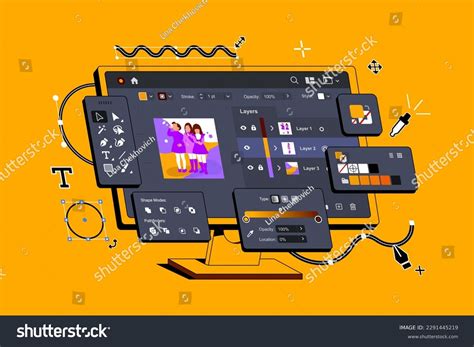 Program Illustrators Application Creating Drawing Vector Stock Vector