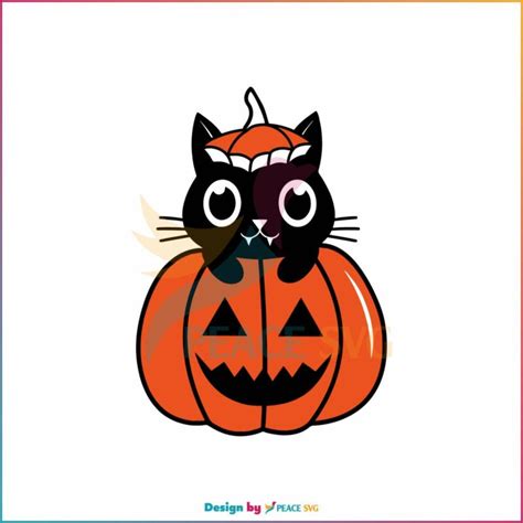 Cat And Pumpkin Halloween Svg Happy Fall Svg Cricut File Peacesvg