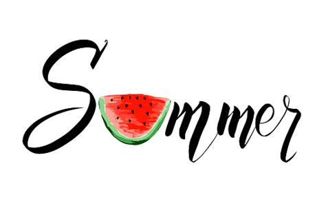 박의 조각과 여름 레터링 벡터 현대 붓글씨 디자인입니다 여름 카드 배너 포스터 파티 초대장 또는 T셔츠 디자인에 대 한 비문 박의 조각으로 T 셔츠에 대한 스톡 벡터 아트