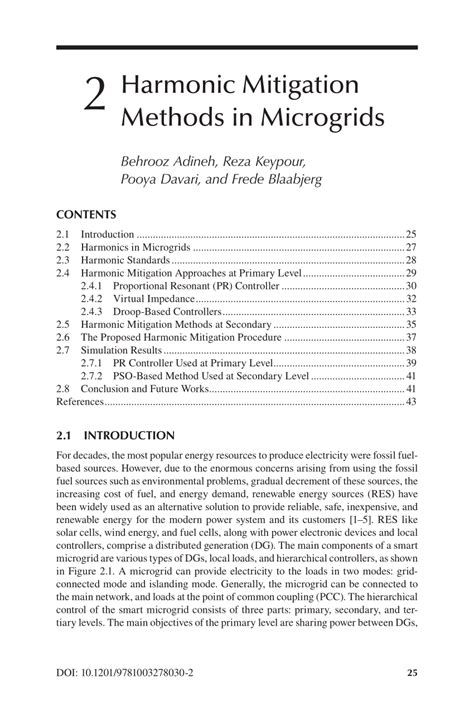 PDF Harmonic Mitigation Methods In Microgrids