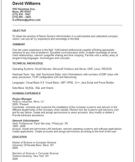 System Administrator Fresher Resume Format Sample Resume For Linux System Administrator Fresher