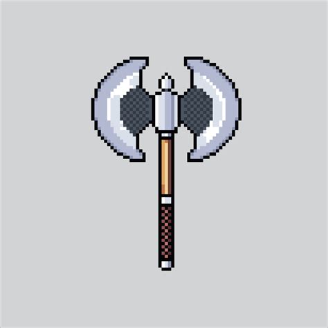 Pixel Art Axe Strong Lumberjack Axe Pixelated Design For Logo Web Mobile App Badges And
