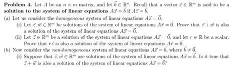 Solved Problem 4 Let A Be An N × M Matrix And Let Ie R