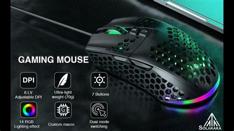 Solakaka Rgb Wired Gaming Mouse With Honeycomb Shell Youtube