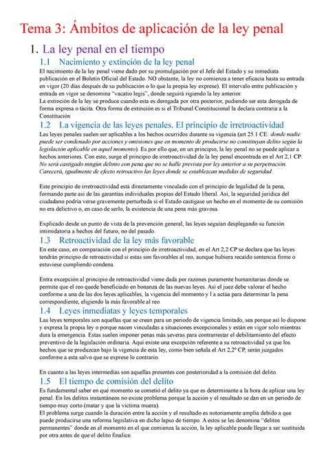 Tema 3 Ámbitos De Aplicación De La Ley Penal Studocu