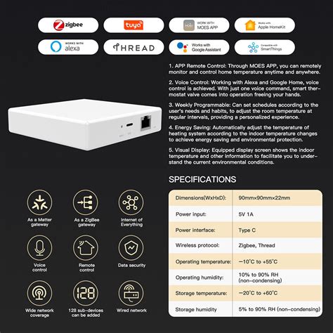 zigbee matter thread gateway support voice control smart gateway hub