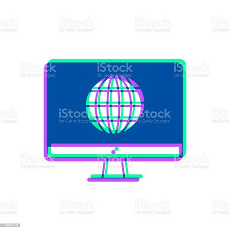 Ordinateur De Bureau Avec Globe Icône Avec Superposition De Deux