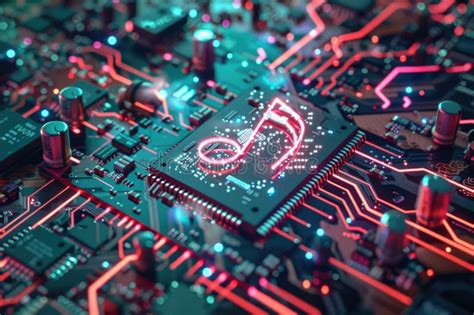 Close Up Of A Circuit Board With Neon Lights Great For Technology