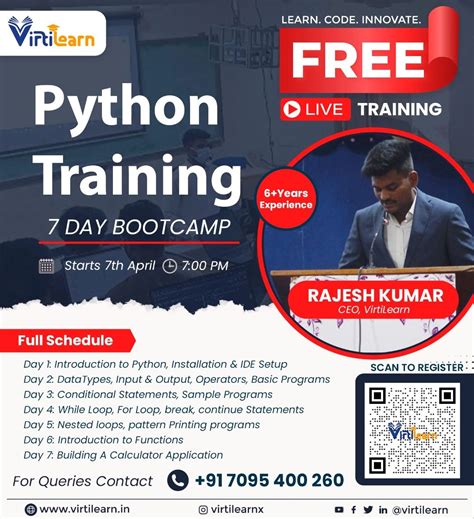 Python Freecourse Skilldevelopement Virtilearn Bootcamp Rajesh Kumar G