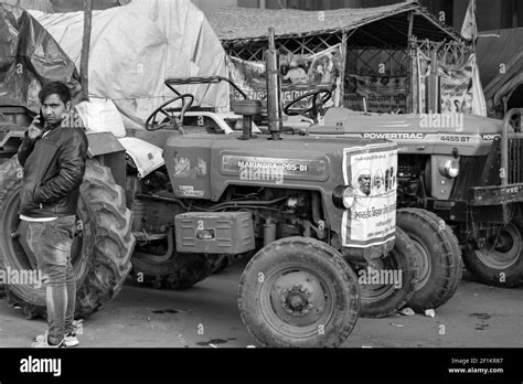 Gazipur Delhi India December 25 2020 Farmer Tractors Parked At