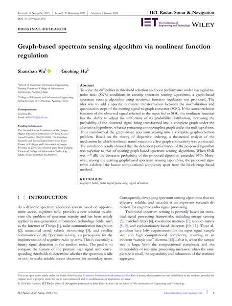Pdf Graph‐based Spectrum Sensing Algorithm Via Nonlinear Function Regulation