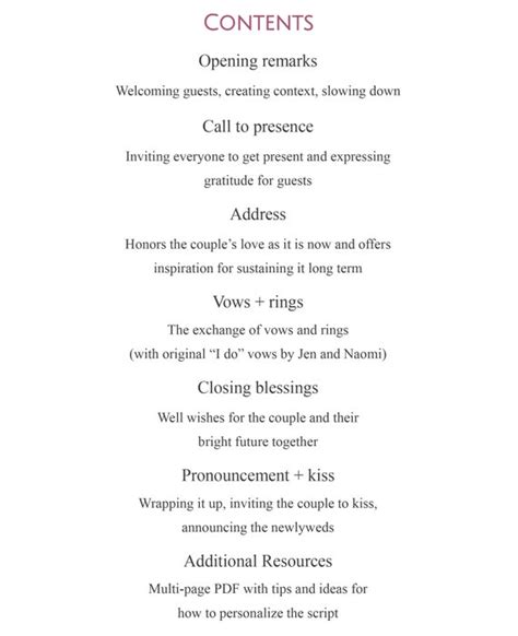 Simple Wedding Ceremony Script Printable 60 Photos