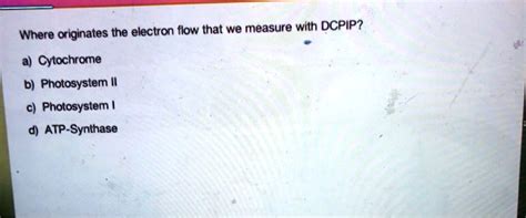 Solved With Dcpip Where Does The Electron Flow Originate That We Measure A Cytochrome B