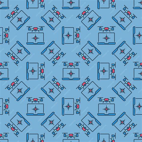 Premium Vector Laptop And Quadcopter Vector Drone Concept Colored Pattern