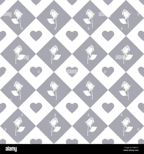 Roses Seamless Vector Geometric Monochromatic Background Pattern For