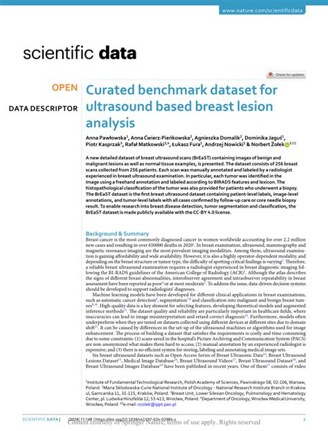 Pdf Curated Benchmark Dataset For Ultrasound Based Breast Lesion Analysis