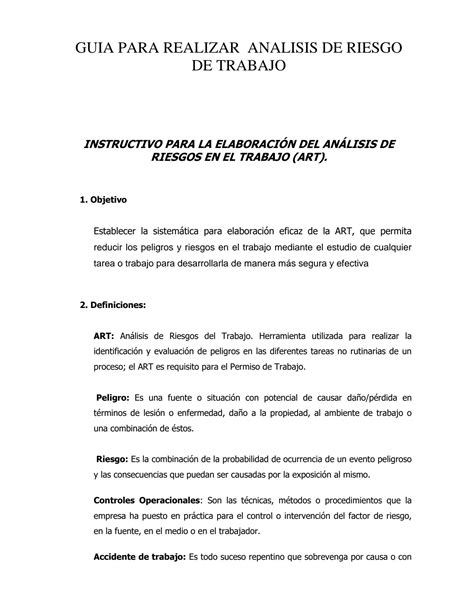 SOLUTION Instructivo Para La Elaboraci N Del An Lisis De Riesgos En El